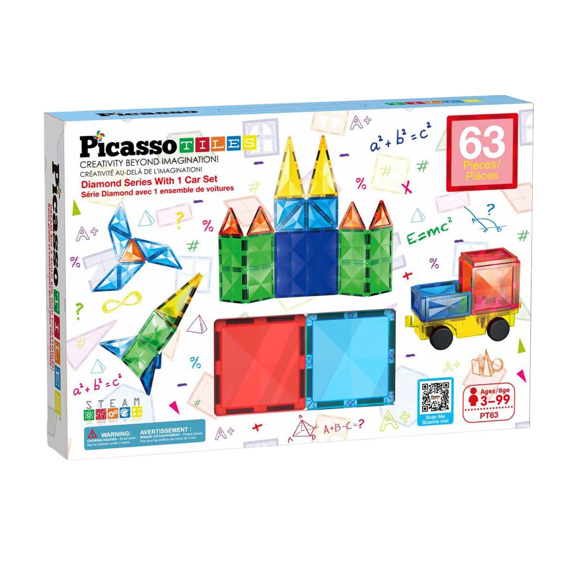 PicassoTiles Diamond Series - Magnetische Bouwtegels - 63dlg. - ToyshopXL